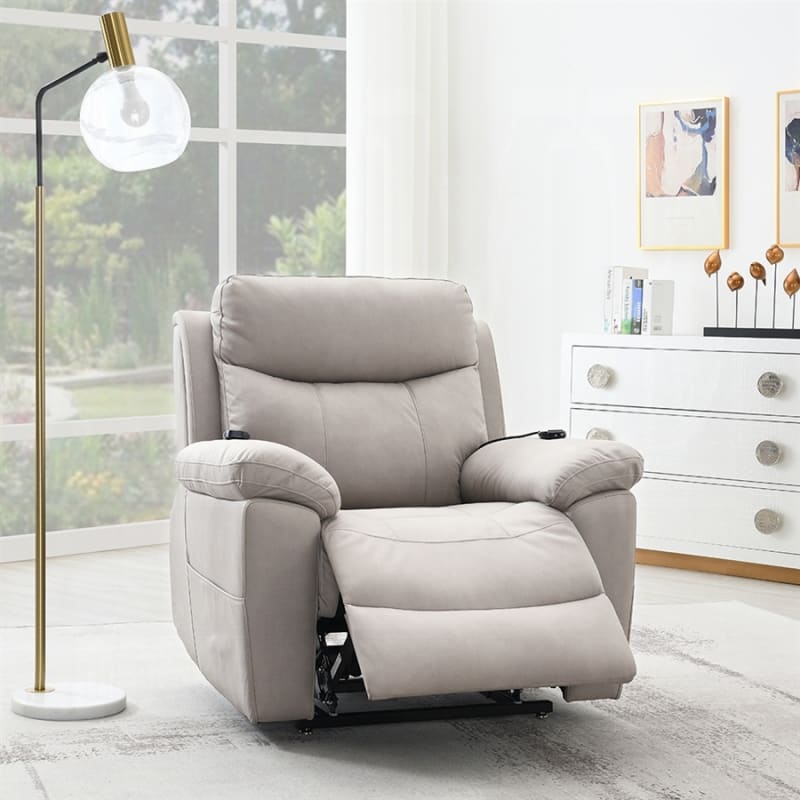 Chriki Power Motion Lift Recliner w/Heating and Massage in Light Gray ...