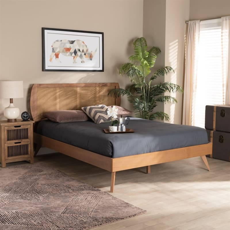Asami Platform Full Bed in Walnut Brown Finish by Baxton Studio - BAX ...