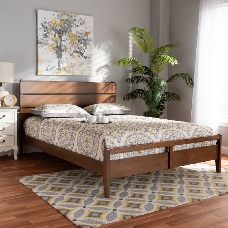 Avena Platform Bed in Walnut Finish by Baxton Studio - BAX-Avena-Walnut ...