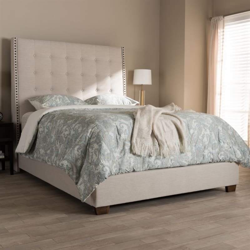 Georgette Bed in Light Beige Fabric Finish by Baxton Studio - BAX ...
