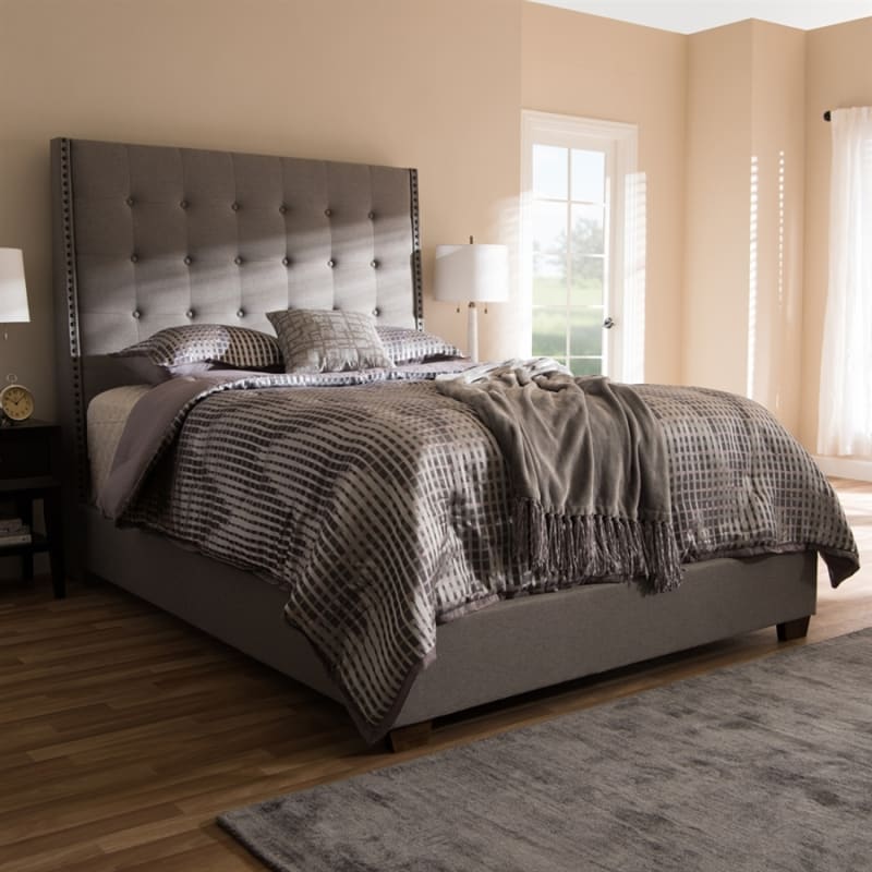 Georgette Bed in Light Grey Fabric Finish by Baxton Studio - BAX-CF8957 ...