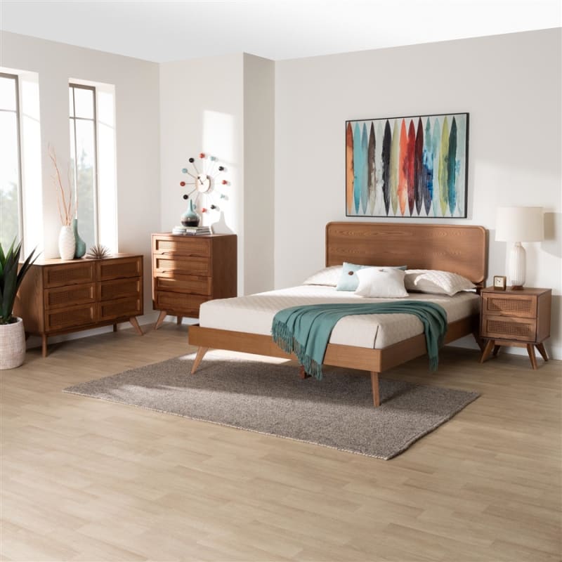 Demeter 6 Piece Full Bedroom Set in Walnut Brown Finish by Baxton ...