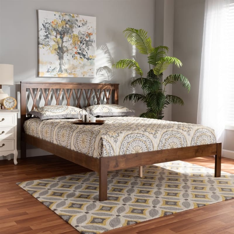 Malene Platform Bed in Walnut Finish by Baxton Studio - BAX-Malene ...