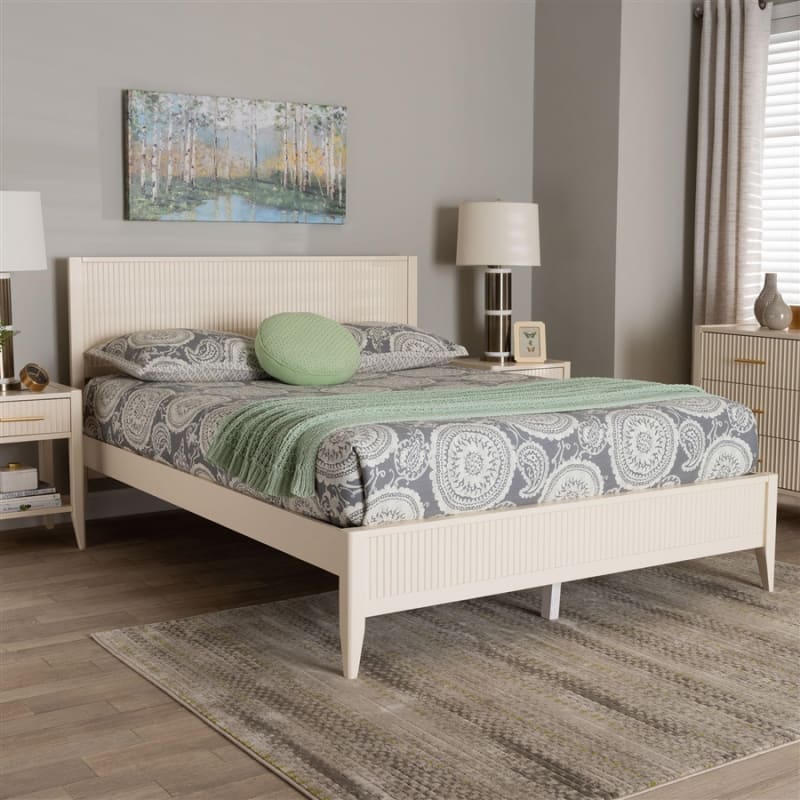 Primrose Platform Queen Bed in Ivory Finish by Baxton Studio - BAX ...