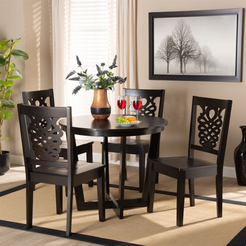 Salida 5 Piece Round Table Dining Room Set in Dark Brown Finish by ...