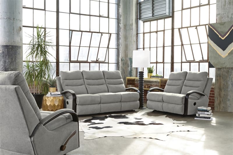 Jansen 2 Piece Lay Flat Reclining Set in Pebble LiveSmart Performance ...