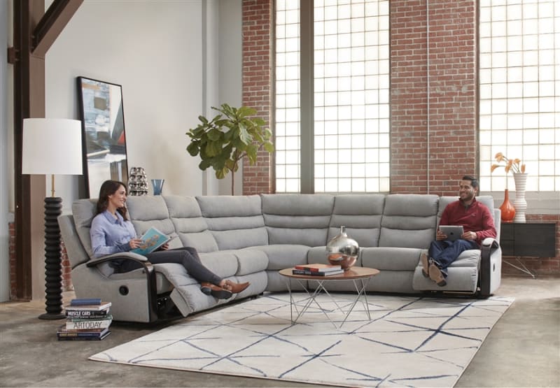 Jansen 3 Piece Lay Flat Reclining Sectional in Pebble LiveSmart ...