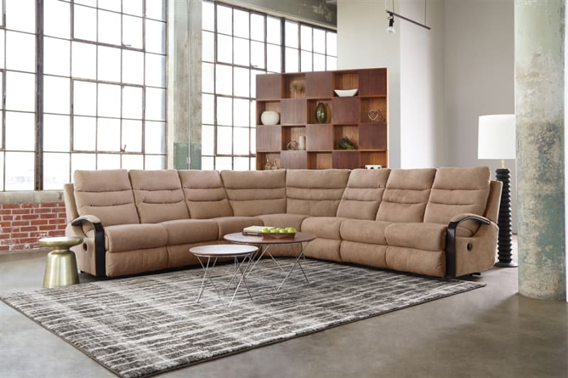 Jansen 3 Piece Lay Flat Reclining Sectional in Tumbleweed LiveSmart ...