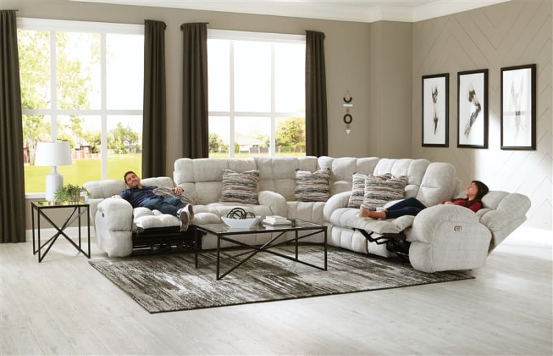 Ashland 3 Piece Lay Flat Reclining Sectional in Buff Fabric by ...