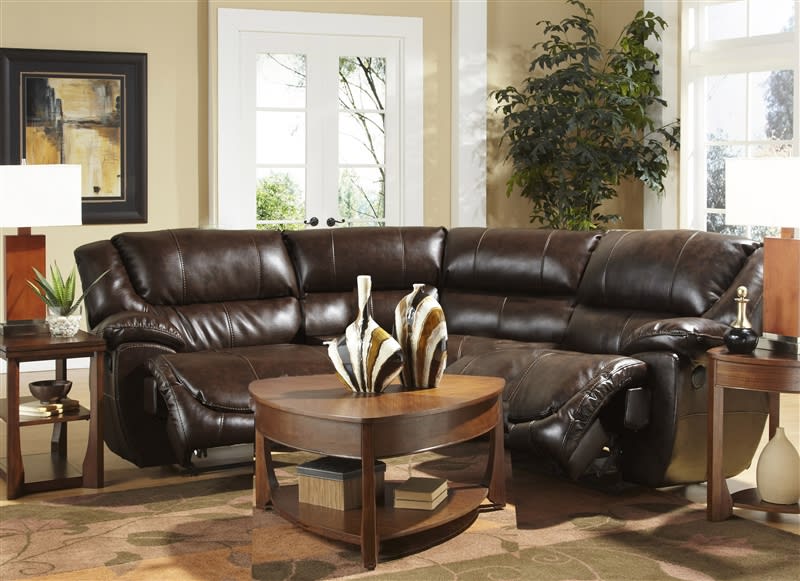 Park Avenue 3 Piece Reclining Sectional in Java Leather by Catnapper ...