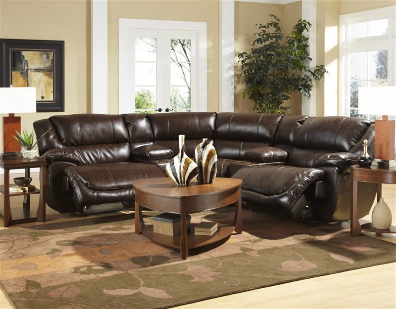Park Avenue 5 Piece Reclining Sectional in Java Leather by Catnapper ...