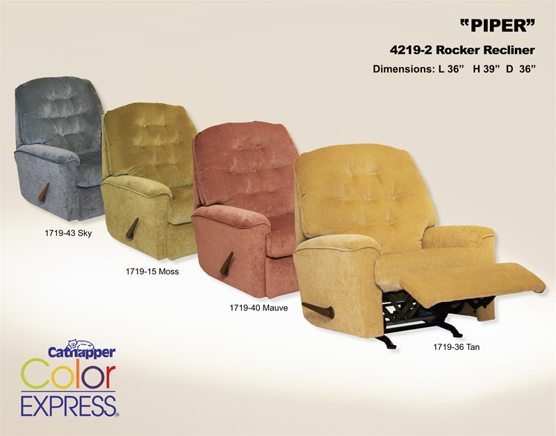 Piper Rocker Recliner in Mauve Chenille Fabric by Catnapper - 4219-2-MV
