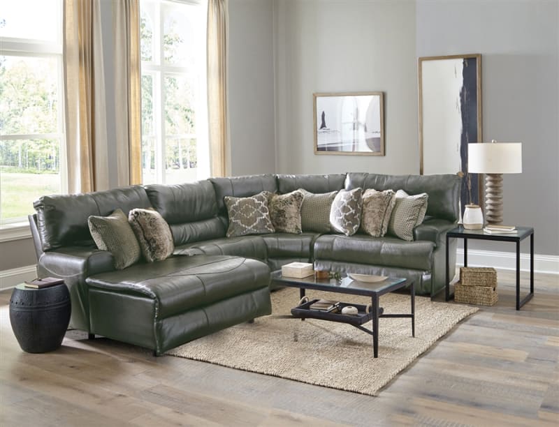 Como 4 Piece Manual Reclining Chaise Sectional in Steel Leather by ...