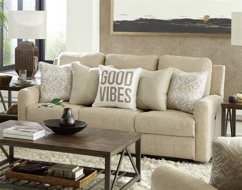 Calvin Power Reclining Sofa in Putty Fabric by Catnapper - 61631-P