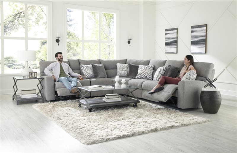 Sydney 7 Piece Power Reclining Sectional in Nature Grey Fabric by ...