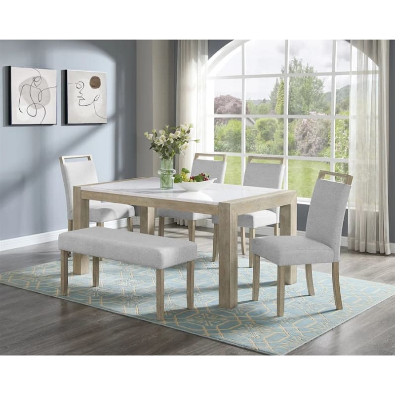 Dune 5 Piece Rectangular Dining Room Set in White Finish by Crown Mark - CM-1321-6P