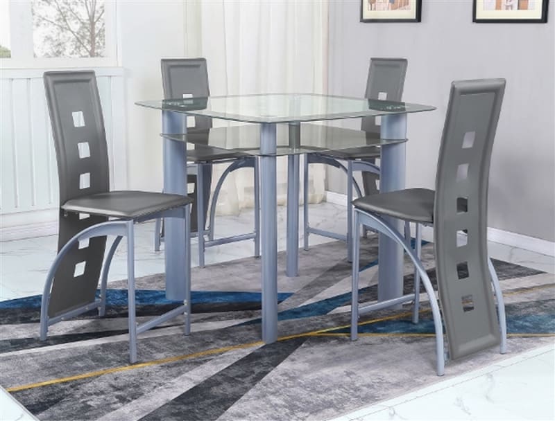Echo 5 Piece Counter Height Dining Set in Gray Finish by Crown Mark ...