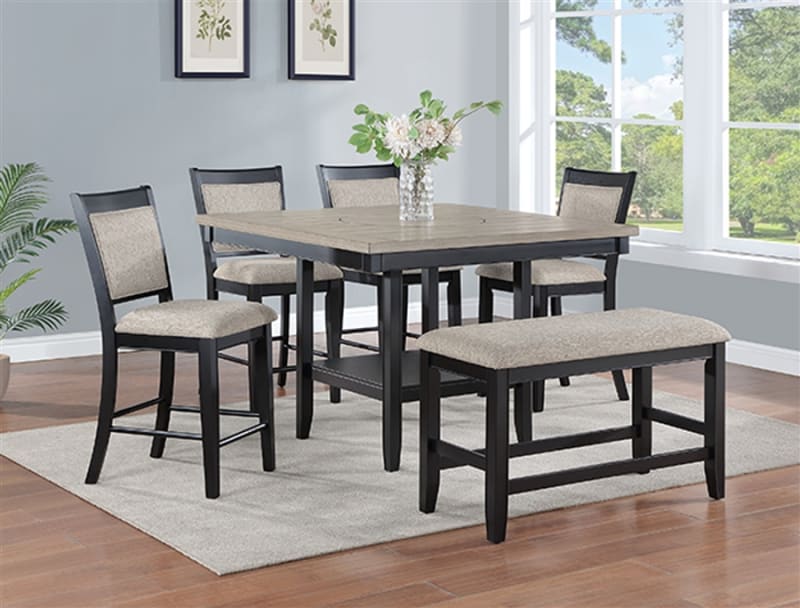Fulton 5 Piece Counter Height Dining Room Set in Light Grey Finish by Crown Mark - CM-2727LG-6P