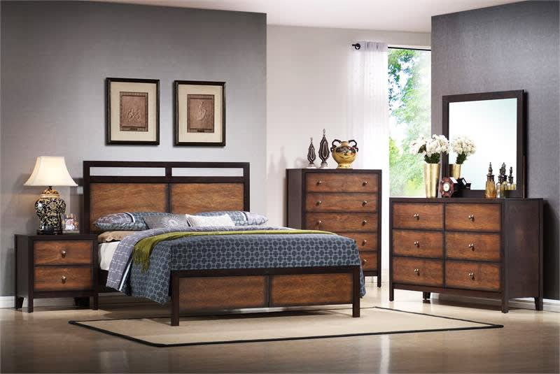 Mezzo 6 Piece Bedroom Suite in Two Tone Finish by Crown Mark - B6850