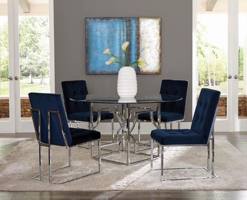 Starlight 5 Piece Dining Set in Chrome Finish by Coaster - 192561