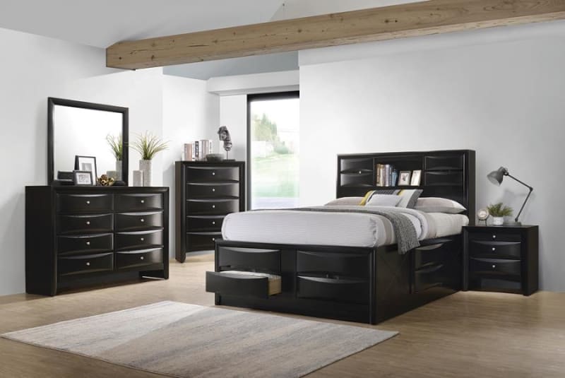 Briana 6 Piece Bookcase Bed Bedroom Set in Black Finish by Coaster - 202701