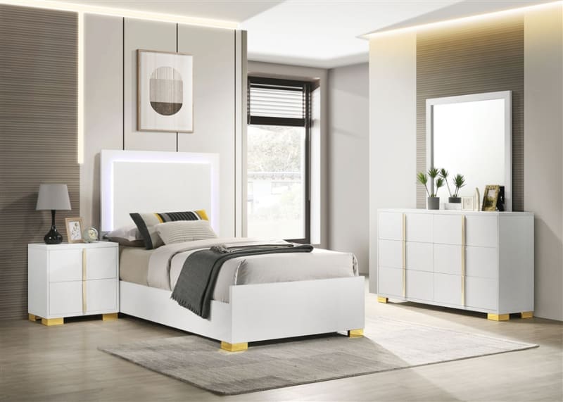 Marceline 6 Piece Twin Bedroom Set in White Finish by Coaster - COA-222931T