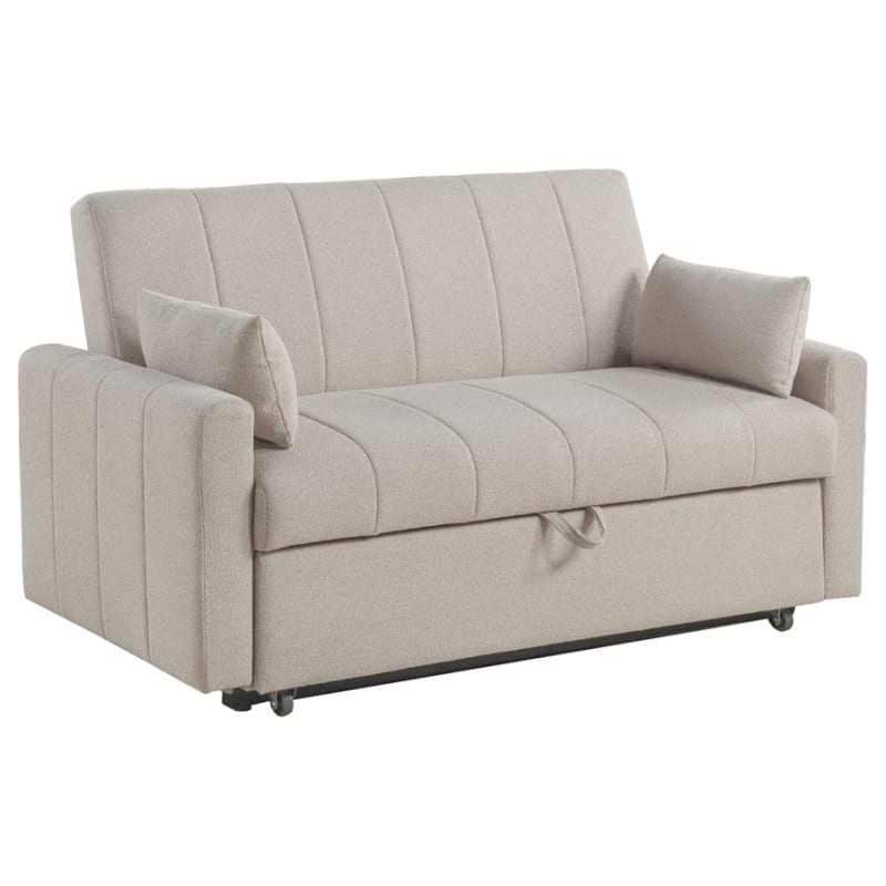 Portland Boucle Upholstered Sleeper Sofa Bed in Latte and Black by ...