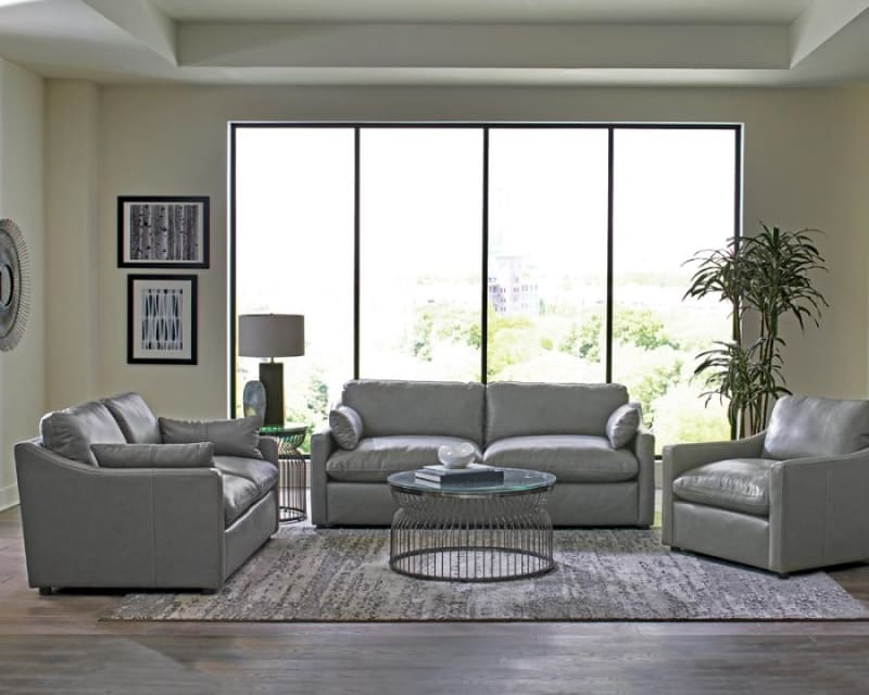 Grayson 2 Piece Living Room Set in Grey Leather by Coaster - 506771-S