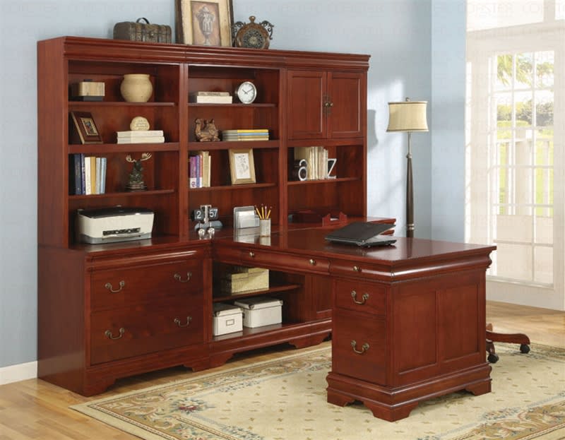 6 Piece All-In-One Home Office Executive Set in Rich Cherry Finish by ...