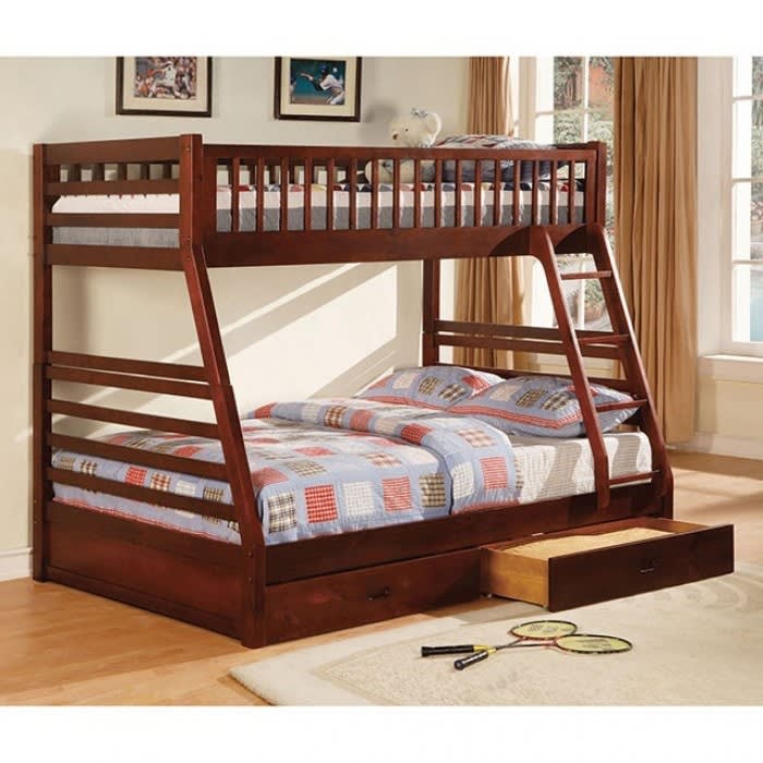 California Twin/Full Bunk Bed in Cherry Finish by Furniture of America ...