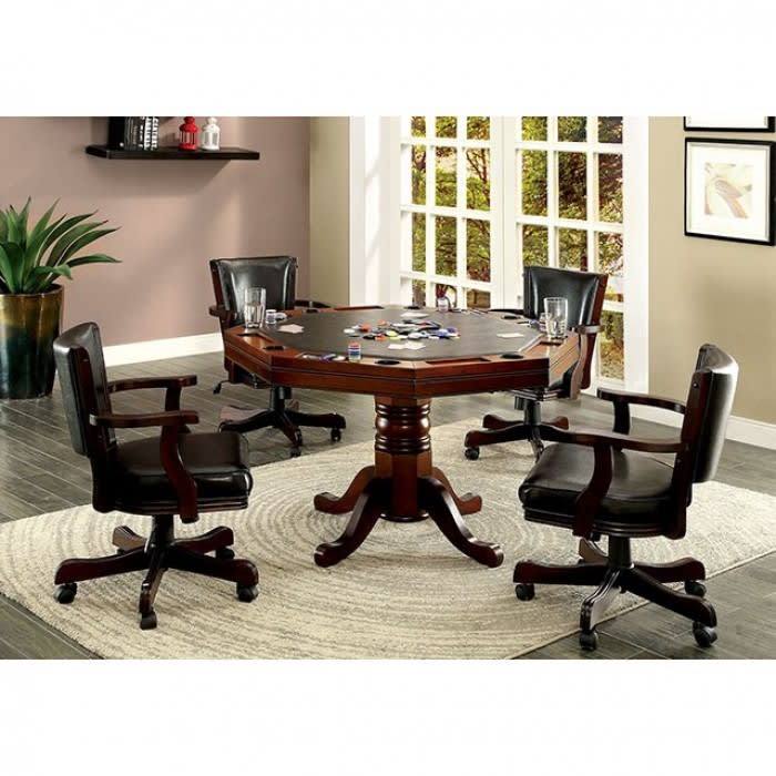 Rowan 5 Piece Game Table Set in Cherry by Furniture of America - FOA-CM ...