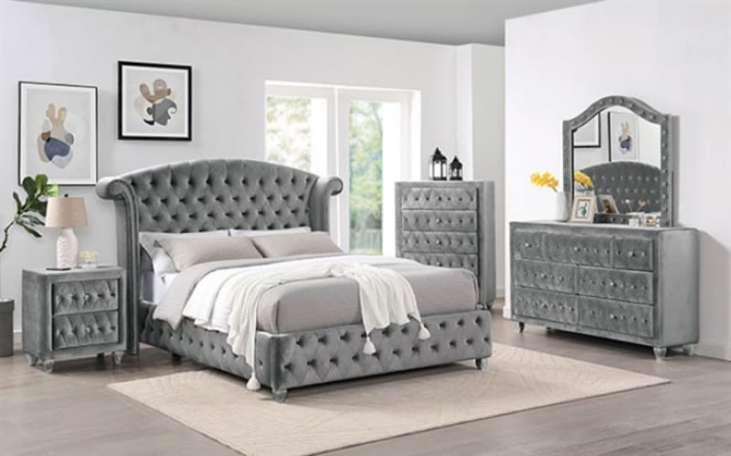 Zohar 6 Piece Bedroom Set in Gray/Silver Finish by Furniture of America ...