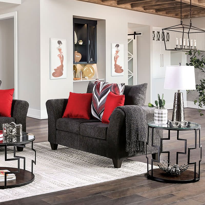 Watlington Love Seat in Gray Finish by Furniture of America - FOA-SM4041-LV