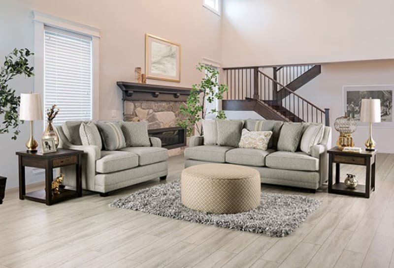 Stephney 2 Piece Sofa Set in Gray/Gold Finish by Furniture of America ...
