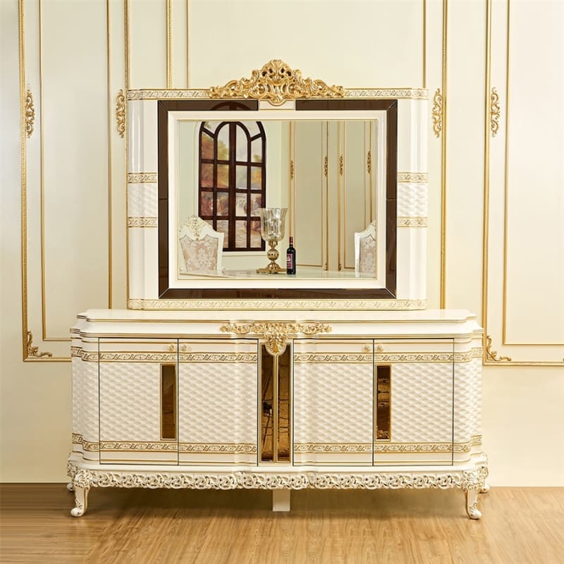 Classic Buffet in Ivory and Gold Finish by Homey Design - HD-1882-BF