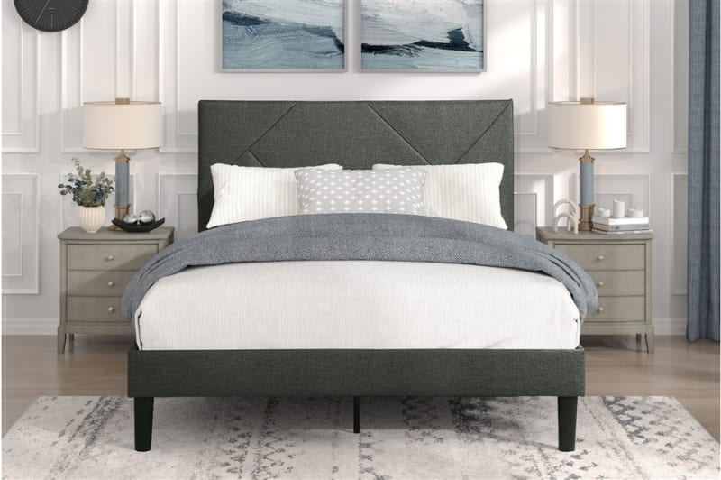 Raina Queen Bed in Gray Finish by Home Elegance - HEL-1610GY-1