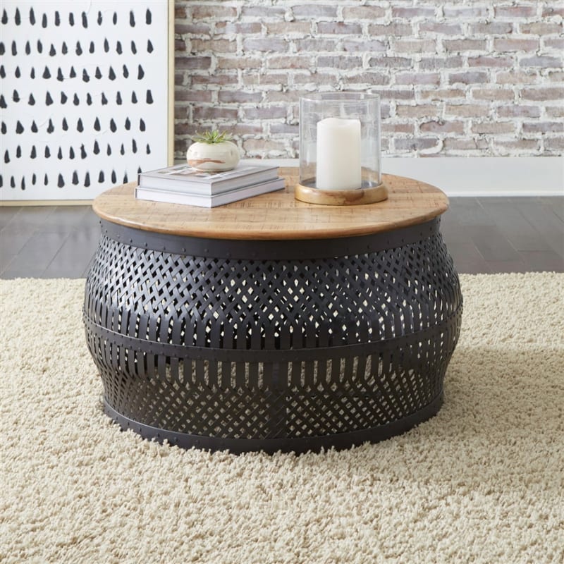 Shadow View 3 Piece Accent Cocktail Table Set in Nutmeg and Charcoal ...