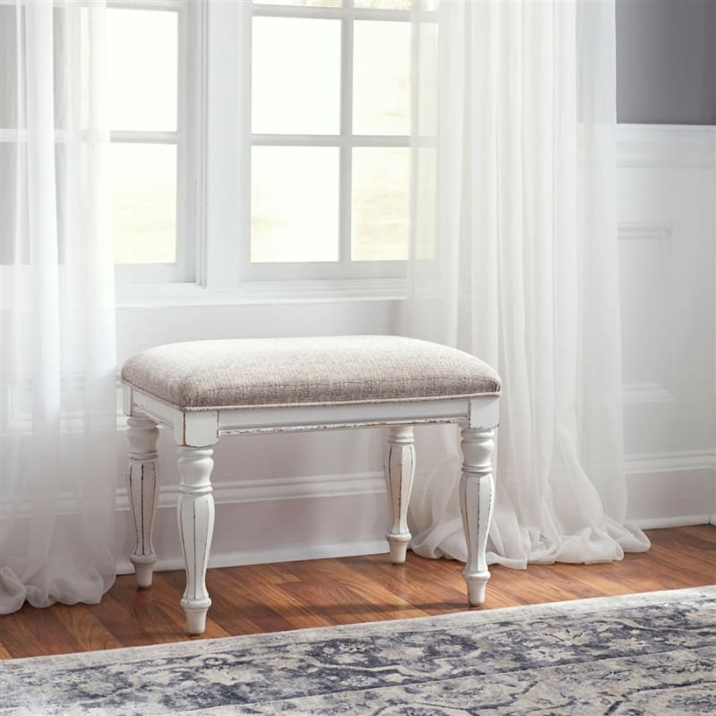 Magnolia Manor Accent Bench in Antique White and Weathered Bark by ...