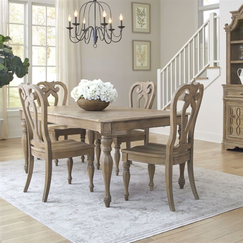 Magnolia Manor 5 Piece Rectangular Dining Room Set in Weathered Bisque ...