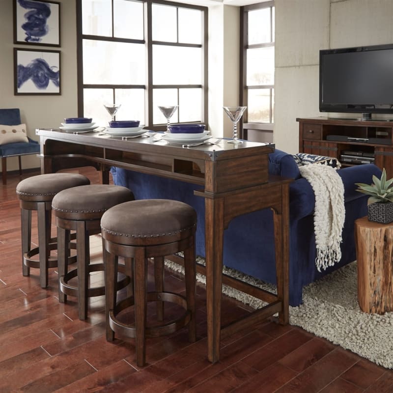 Aspen Skies 4 Piece Console Bar Table Set in Russet Brown Finish by ...
