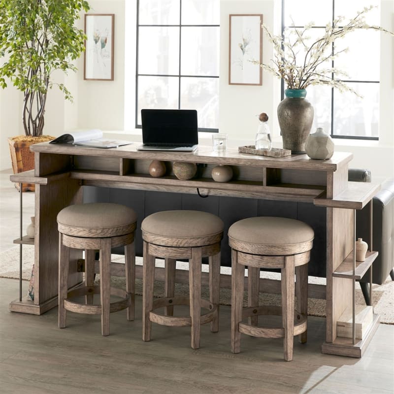 City Scape 4 Piece Console Bar Table Set in Burnished Beige Finish by ...
