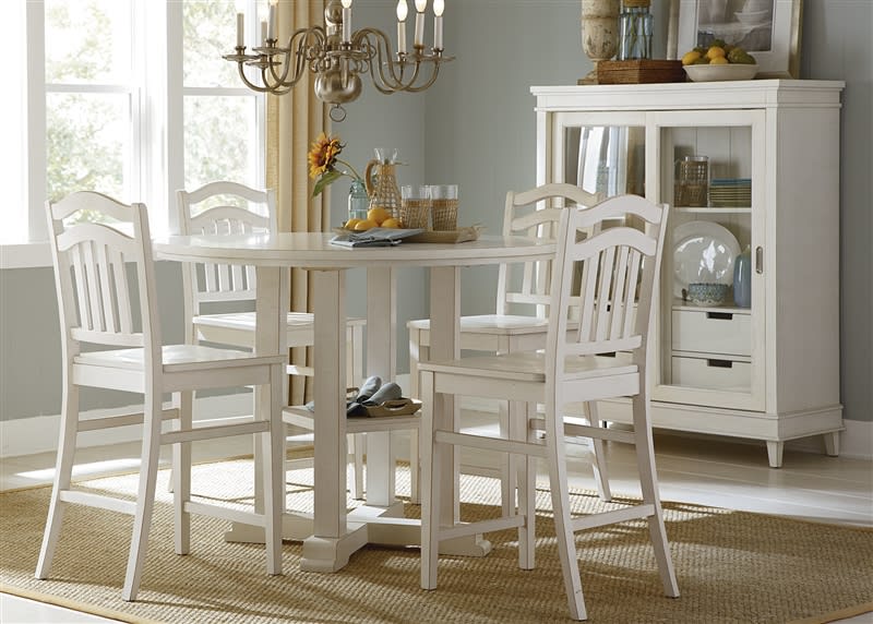 Summerhill Counter Height Gathering Table 5 Piece Dining Set in Linen ...