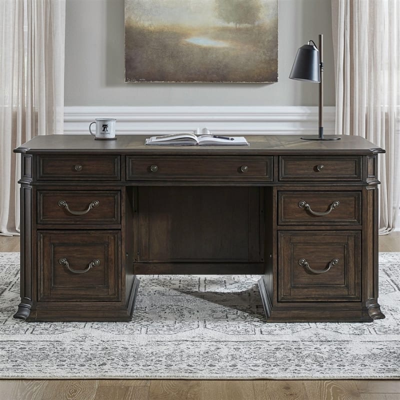 Provence Park Jr Executive Desk in Chateau Brown Finish by Liberty ...
