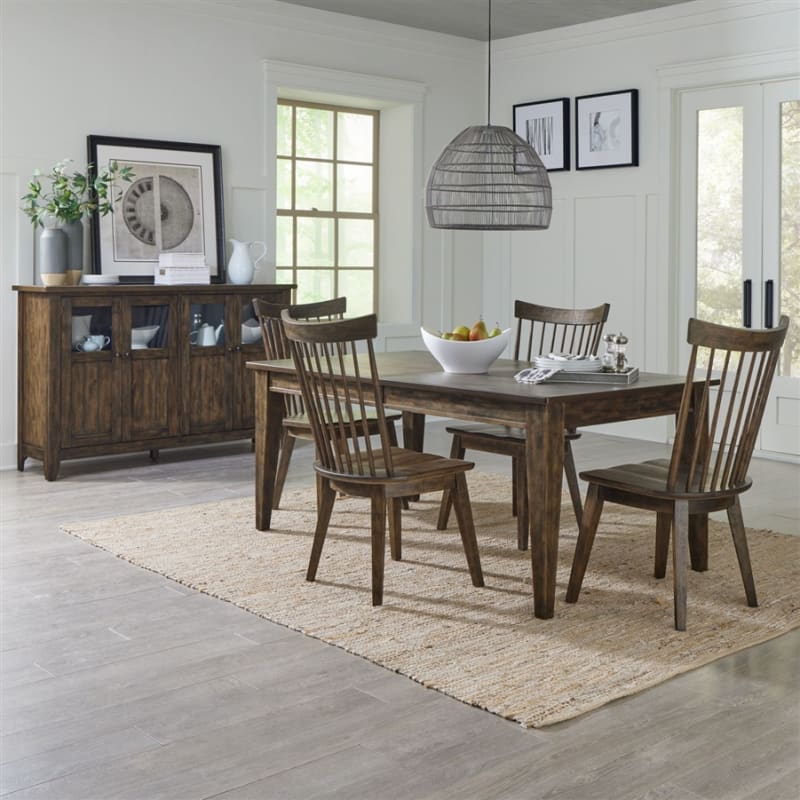 Midland Falls 5 Piece Rectangular Dining Room Set in Rustic Brown ...