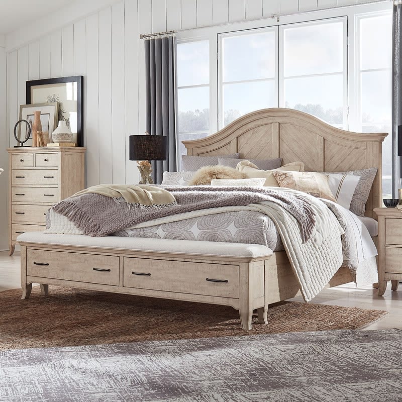 Harlow Panel Storage Bed in Weathered Bisque/Antique Bronze Finish by ...