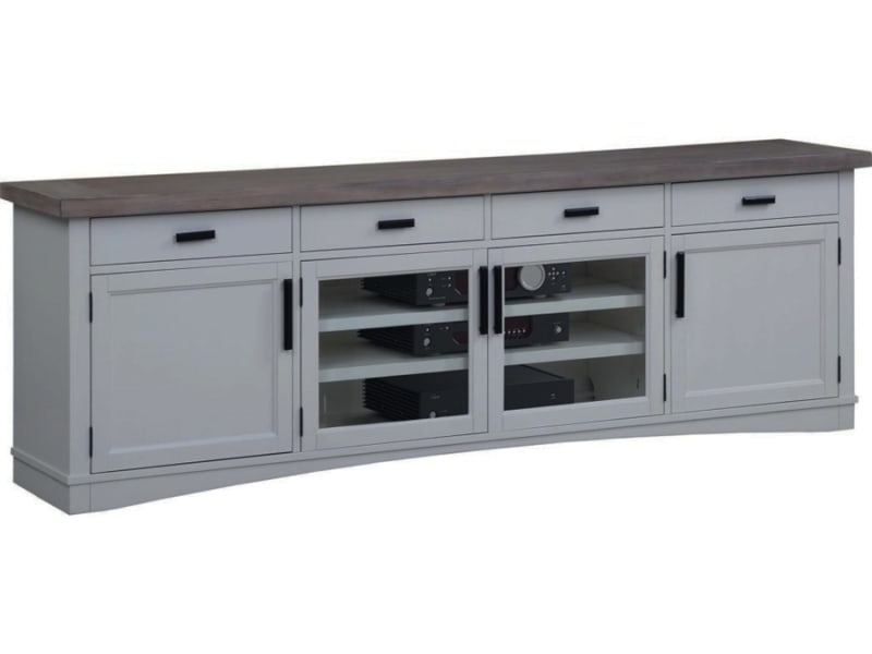 Americana Modern 92 Inch TV Console with Power Center in Dove Finish by ...