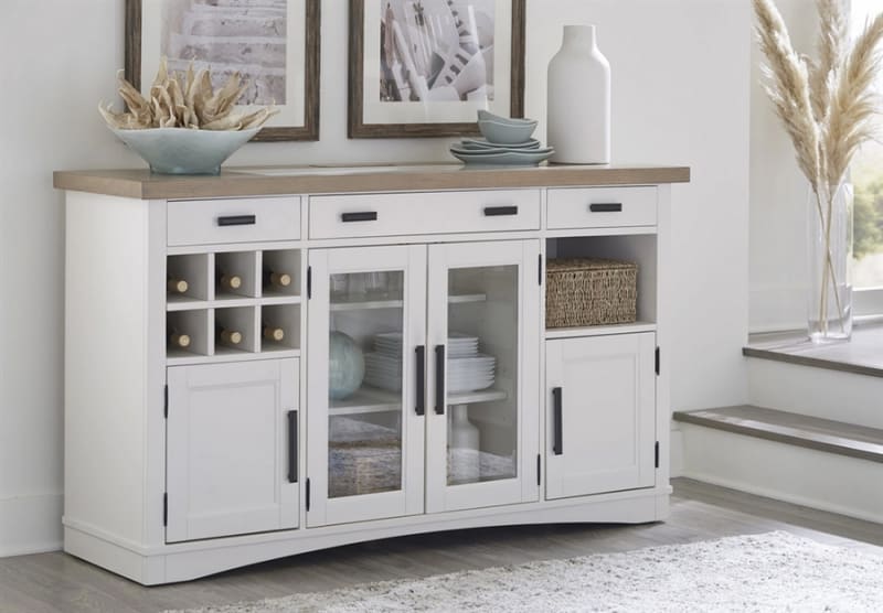 Americana Modern 66 Inch Buffet Server in Cotton and Oak Finish by ...