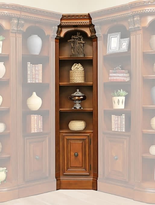 Huntington Inside Corner Filler Bookcase in Antique Vintage Pecan ...