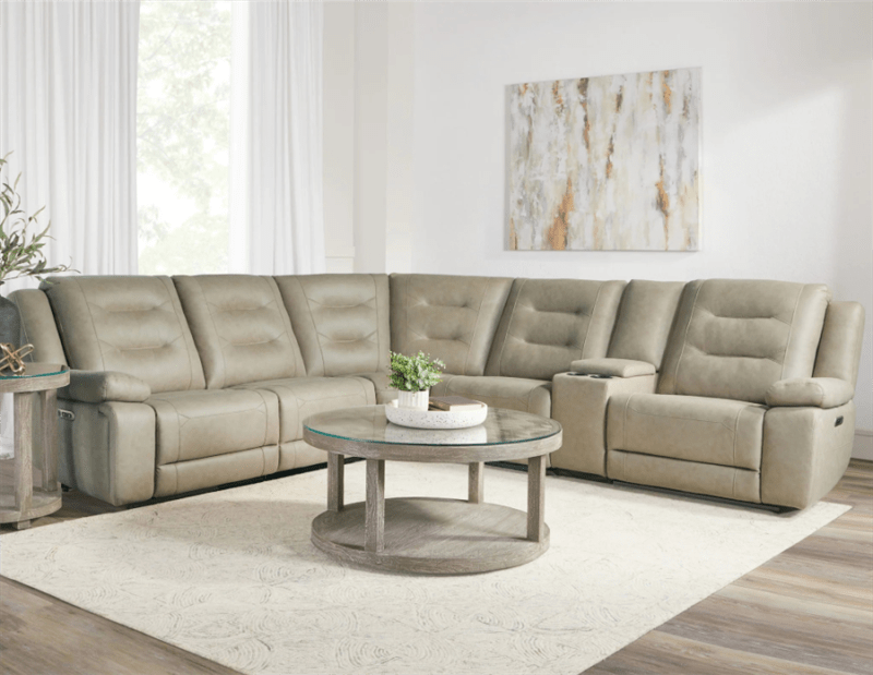 Caldwell BUILD YOUR OWN Power Reclining Sectional in Tahoe Fog Fabric ...