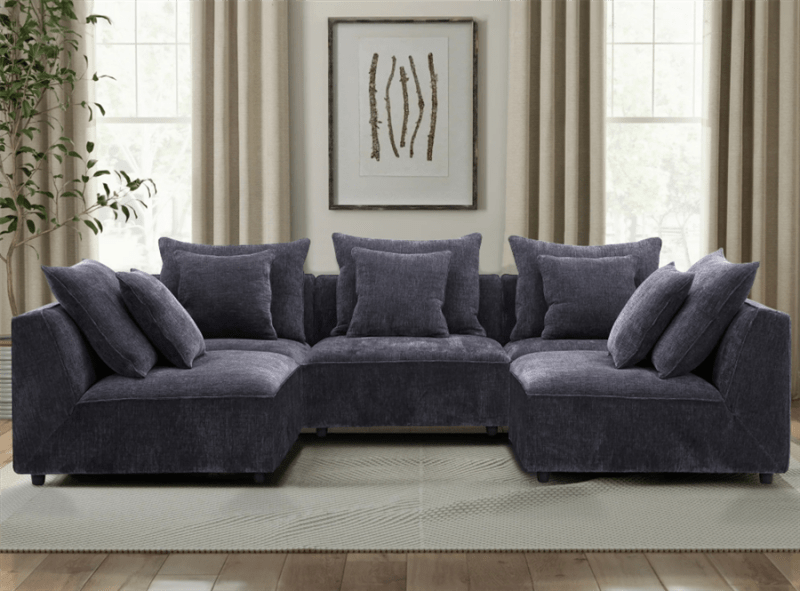 Recess 5 Piece Modular Sectional in Reptile Blue Fabric by Parker House ...